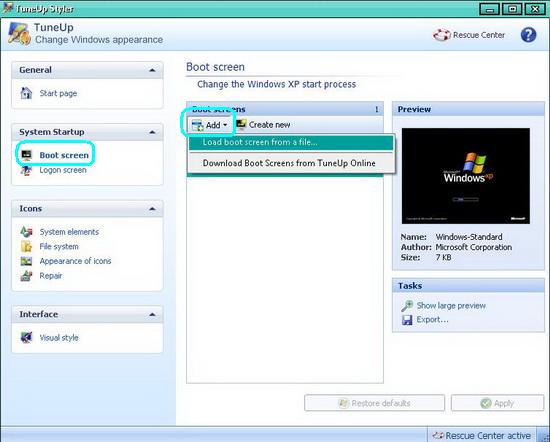 the dark: Cara Mengubah Tampilan Boot Windows XP dengan TuneUp Styler