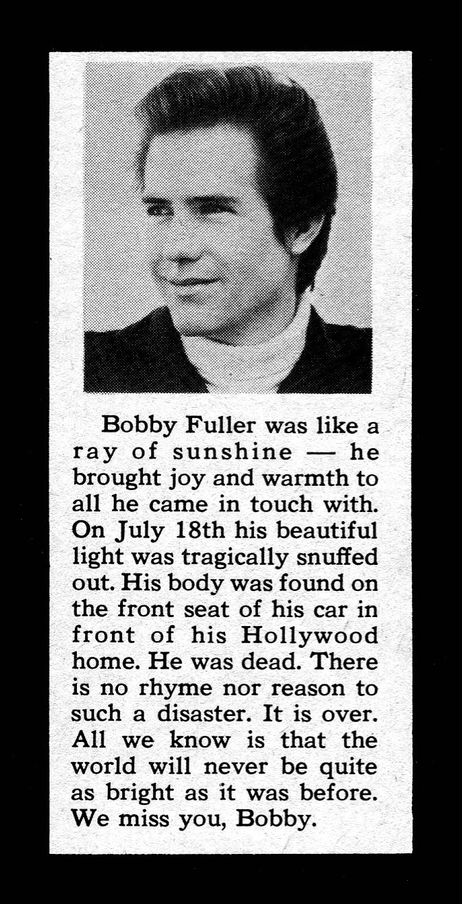 RETRO KIMMER'S BLOG: WHO KILLED SINGER BOBBY FULLER (I FOUGHT THE LAW)?