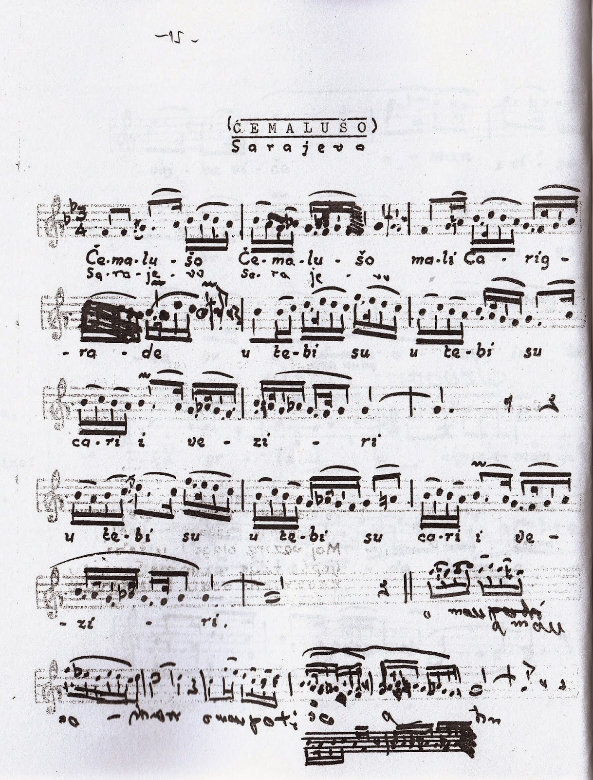 SEVDALINKE: Mustafa Mulalić: Notni zapisi sevdalinki (rukopis), III dio.