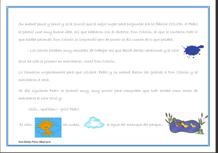 Relatos para Imaginar: Cuento para aprender el color azul.