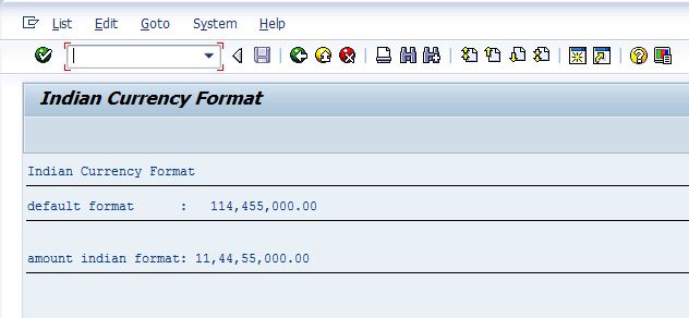 Indian Currency Format - Learn SAP Program