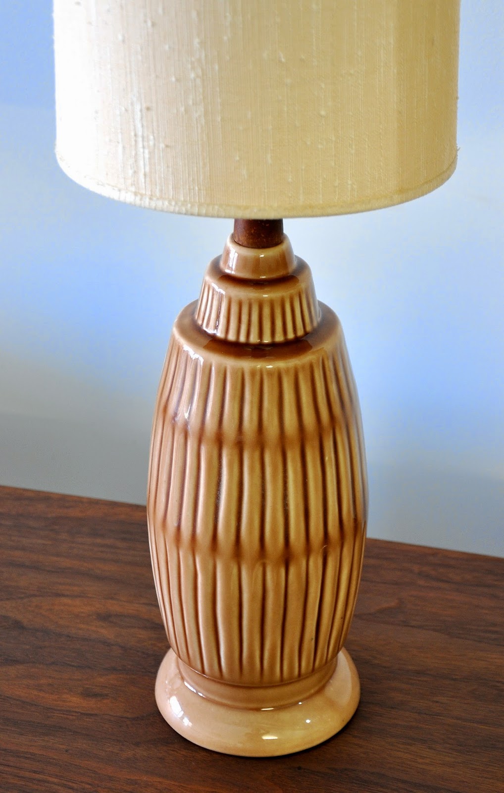 SELECT MODERN: Pair of Ceramic and Wood Table Lamps