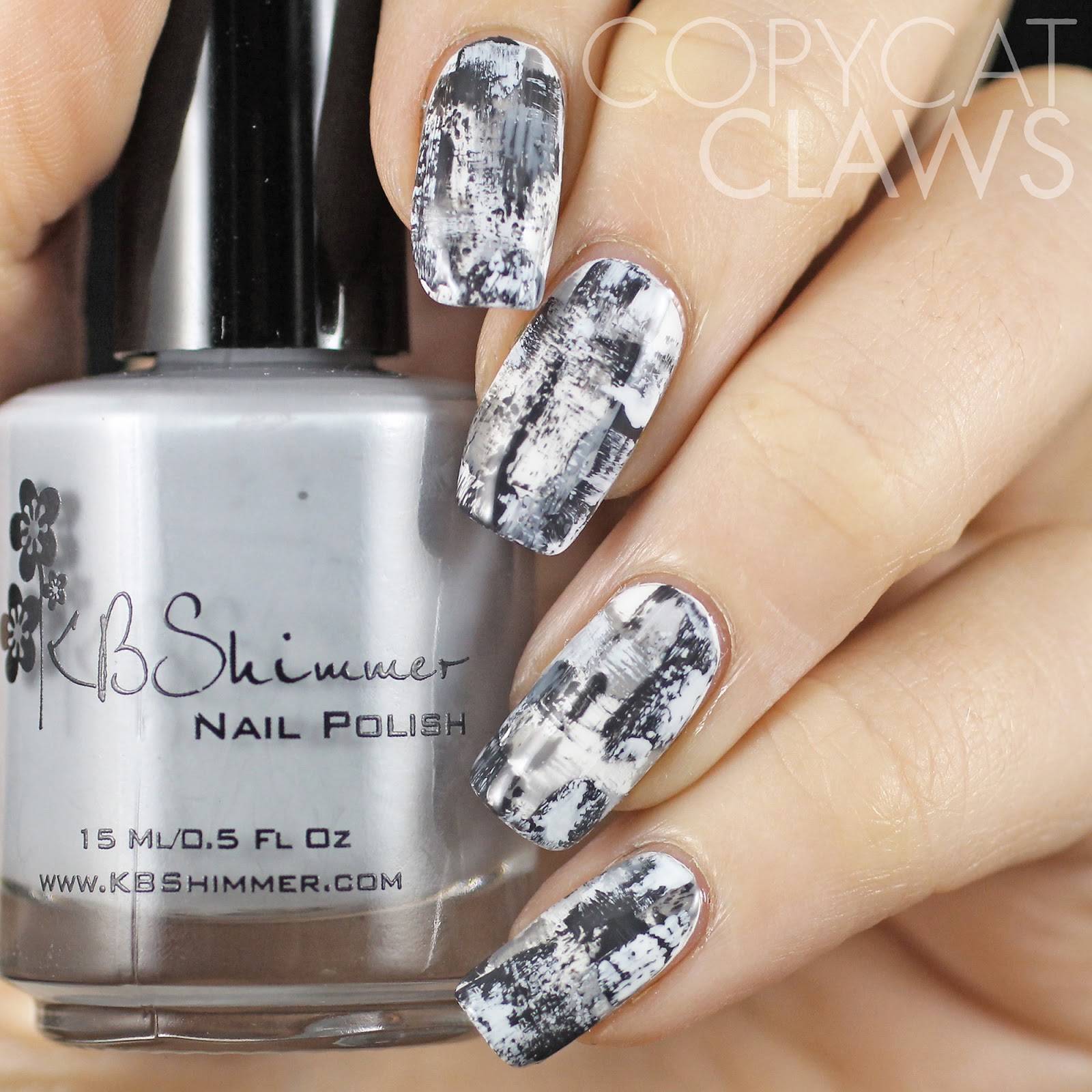 Copycat Claws: Monochrome Distressed Nail Art