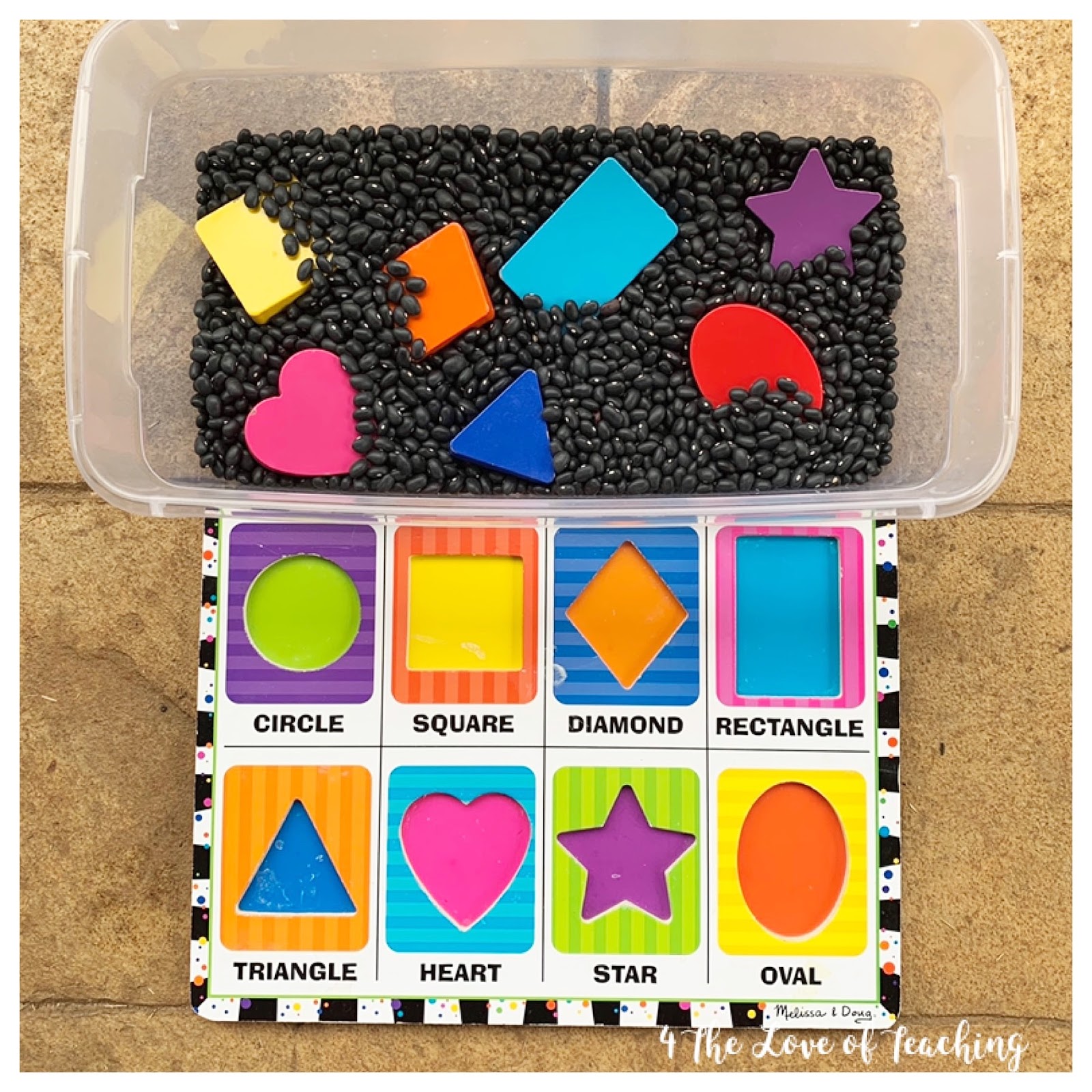 Shape Sensory Bin - For the Love of Teaching