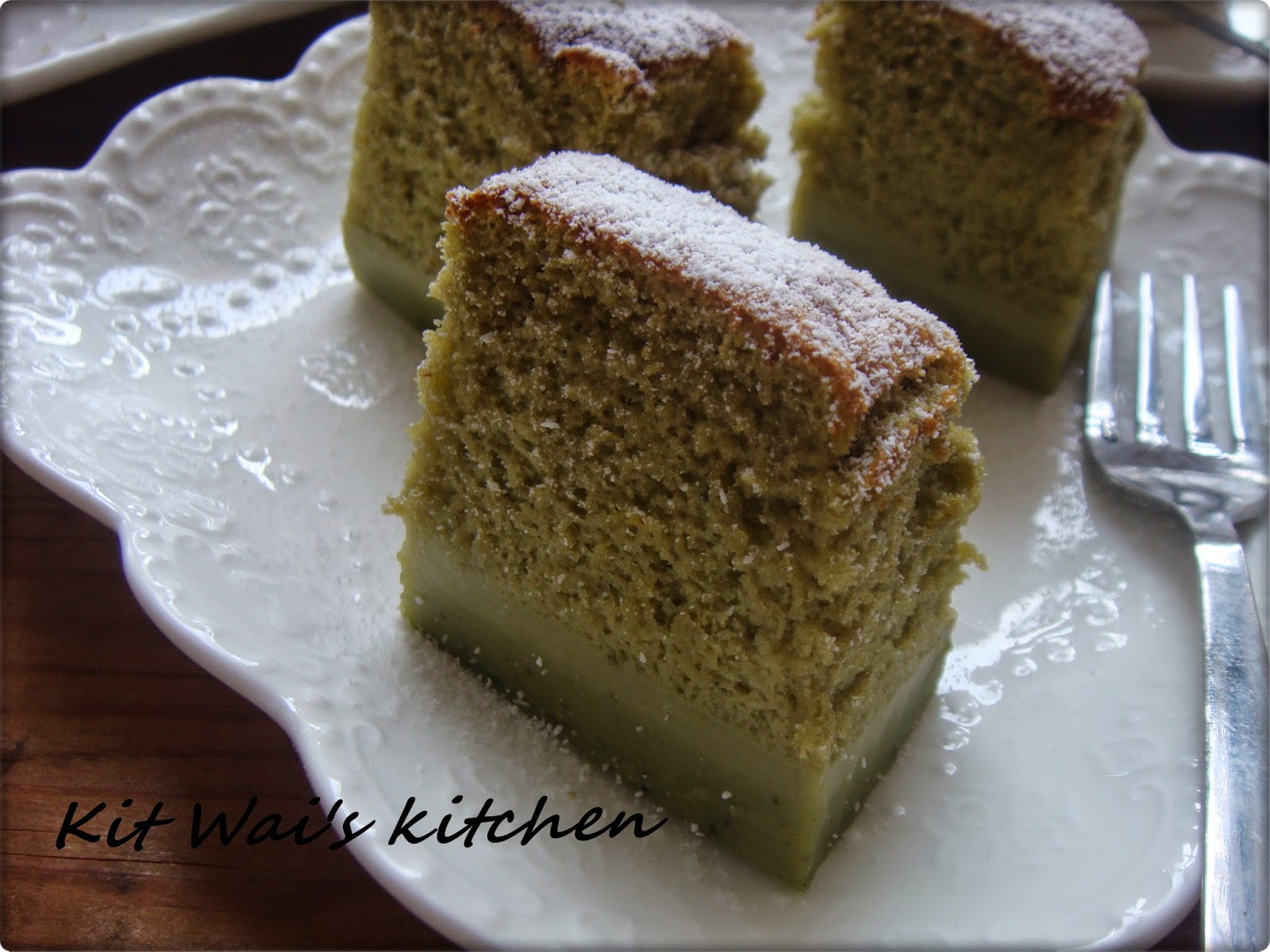Kit Wai's kitchen : 抹茶魔术卡士达蛋糕 ~ Matcha Magic Custard Cake