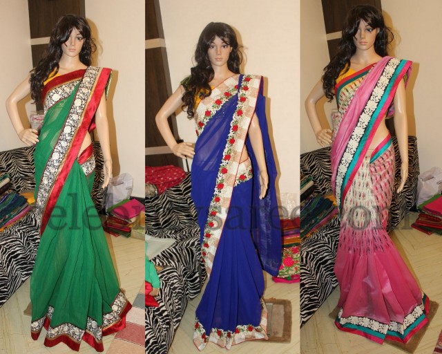 Jute Kota and Georgette Designer Sarees - Saree Blouse Patterns