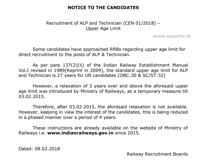 Bottom Line: Railways will not change Age Limit