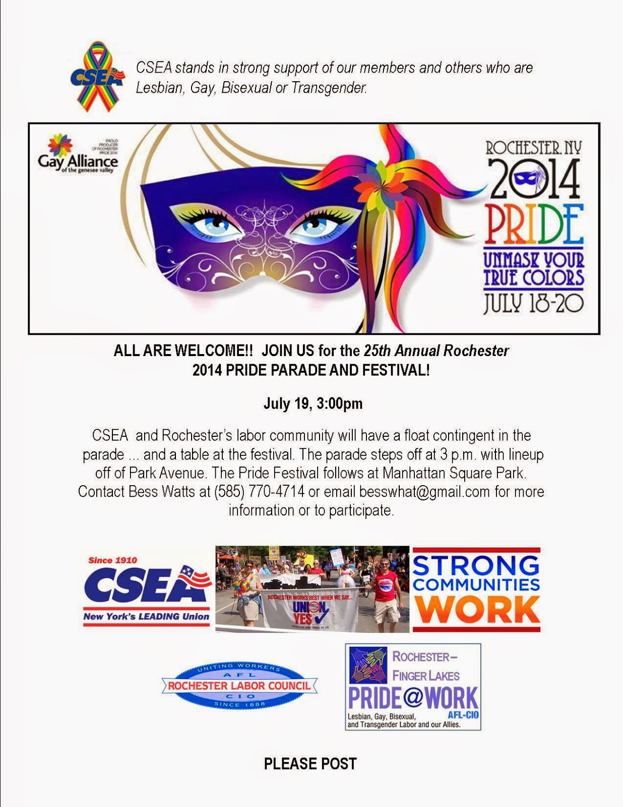 Pride at Work AFL-CIO Rochester Finger Lakes Chapter: Labor in the ...