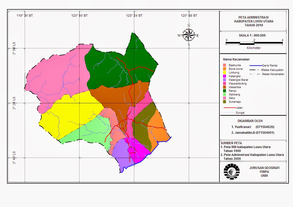 970 M DPL: PETA ADMINISTRATIF LUWU UTARA