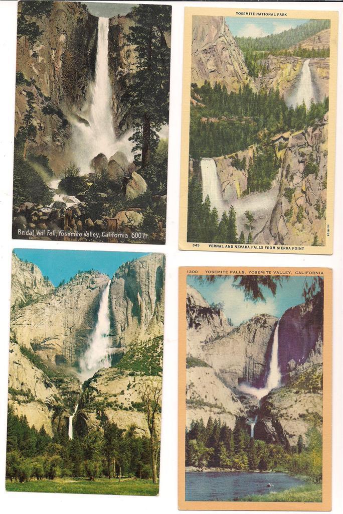 Judy's Postcards Plus: Waterfalls of Yosemite National Park 7 Vintage ...