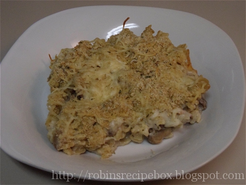 Robin's Recipe Box: Baked alfredo rotini pasta with mushrooms and onions
