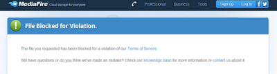 วิธีแก้ไขลิ้งค์ Mediafire ขั้นว่า File Blocked for Violation ...