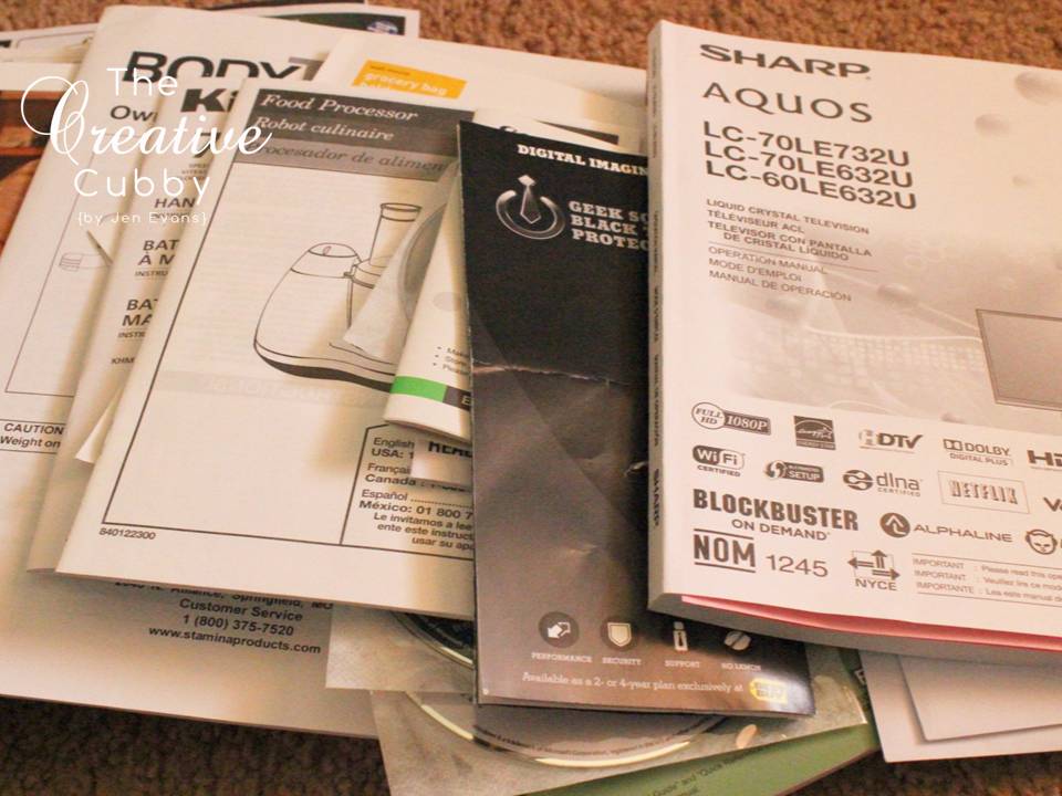 The Creative Cubby: Household Manuals Organizer