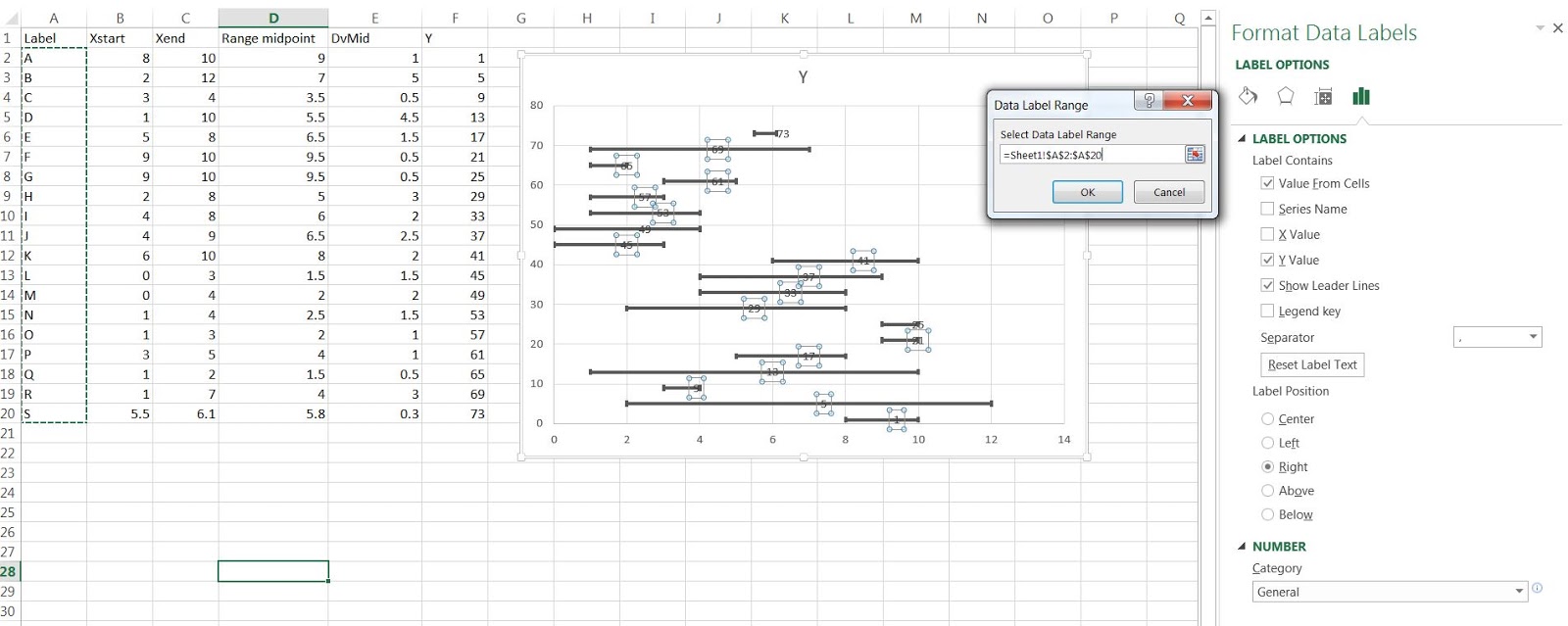 Advanced Graphs Using Excel : XY start and end type plot Advanced Graphs Using Excel : XY start and end type plot