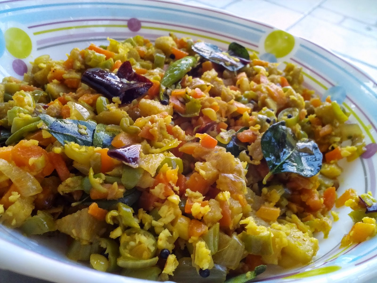 Mix Vegetable Thoran (Mix vegetables stir fried with grated coconut ...