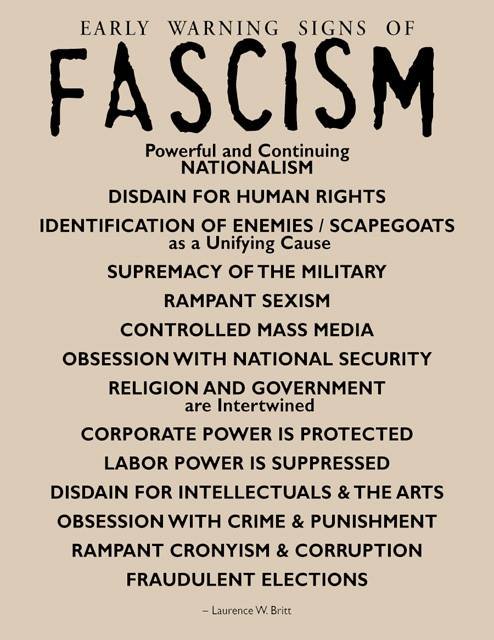 Oh, by the way...: Early Warning Signs Of Fascism