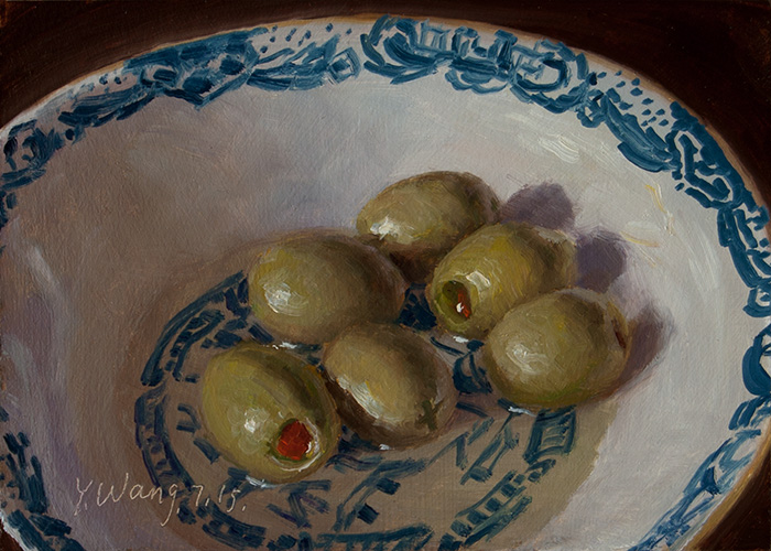 Wang Fine Art: olives in a bowl still life oil painting original ...