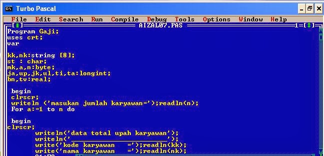 Pendidikan TIK : Contoh Soal & Jawaban Pemograman Turbo Pascal