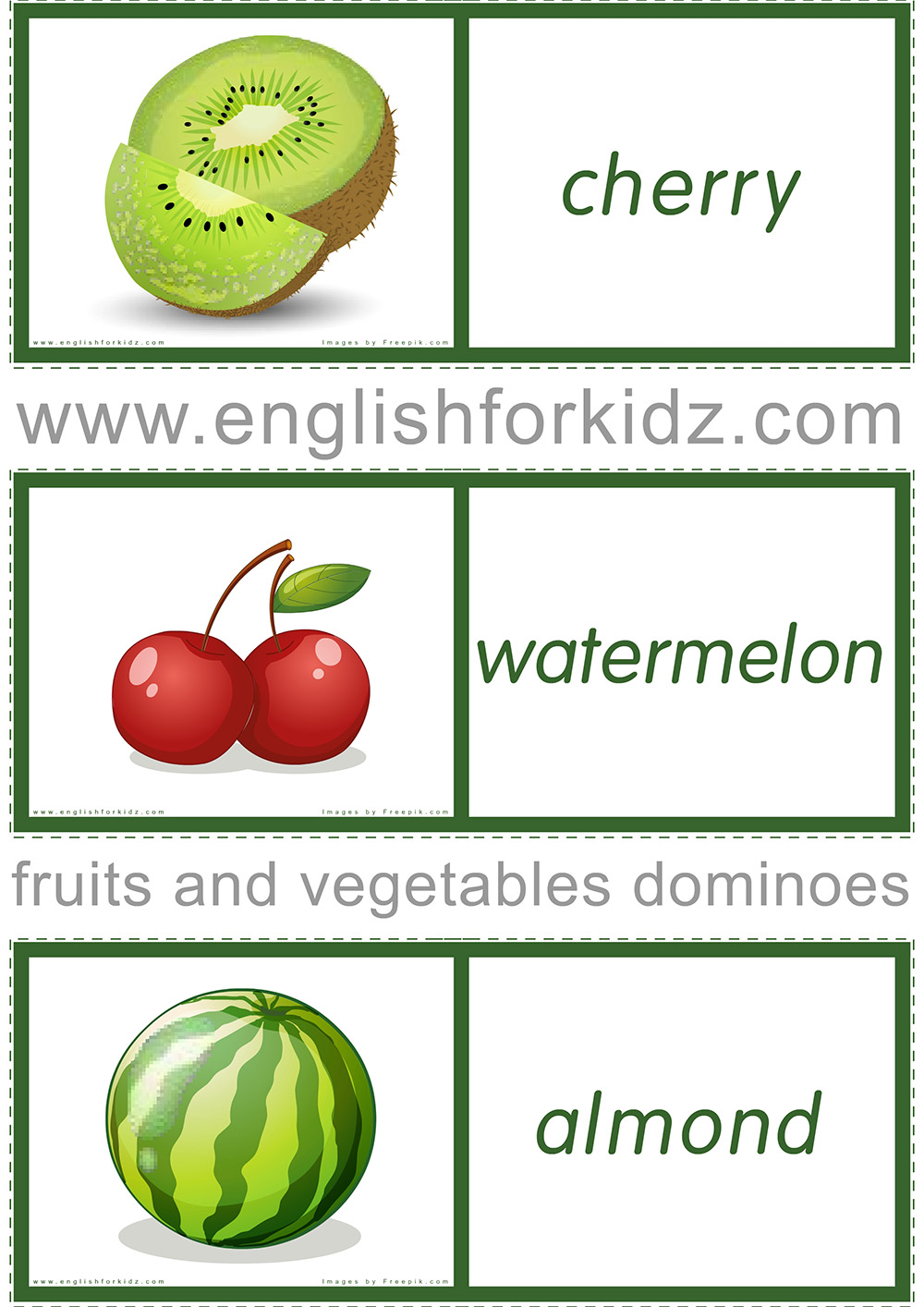 Fruits and Vegetables Dominoes. Part 1.