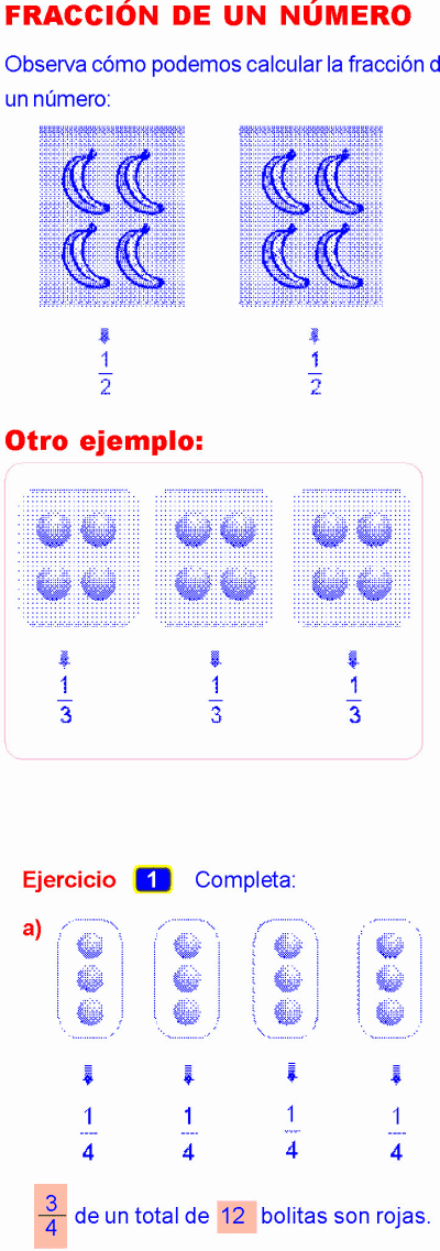 FRACCION DE UN NUMERO EJEMPLOS Y EJERCICIOS RESUELTOS