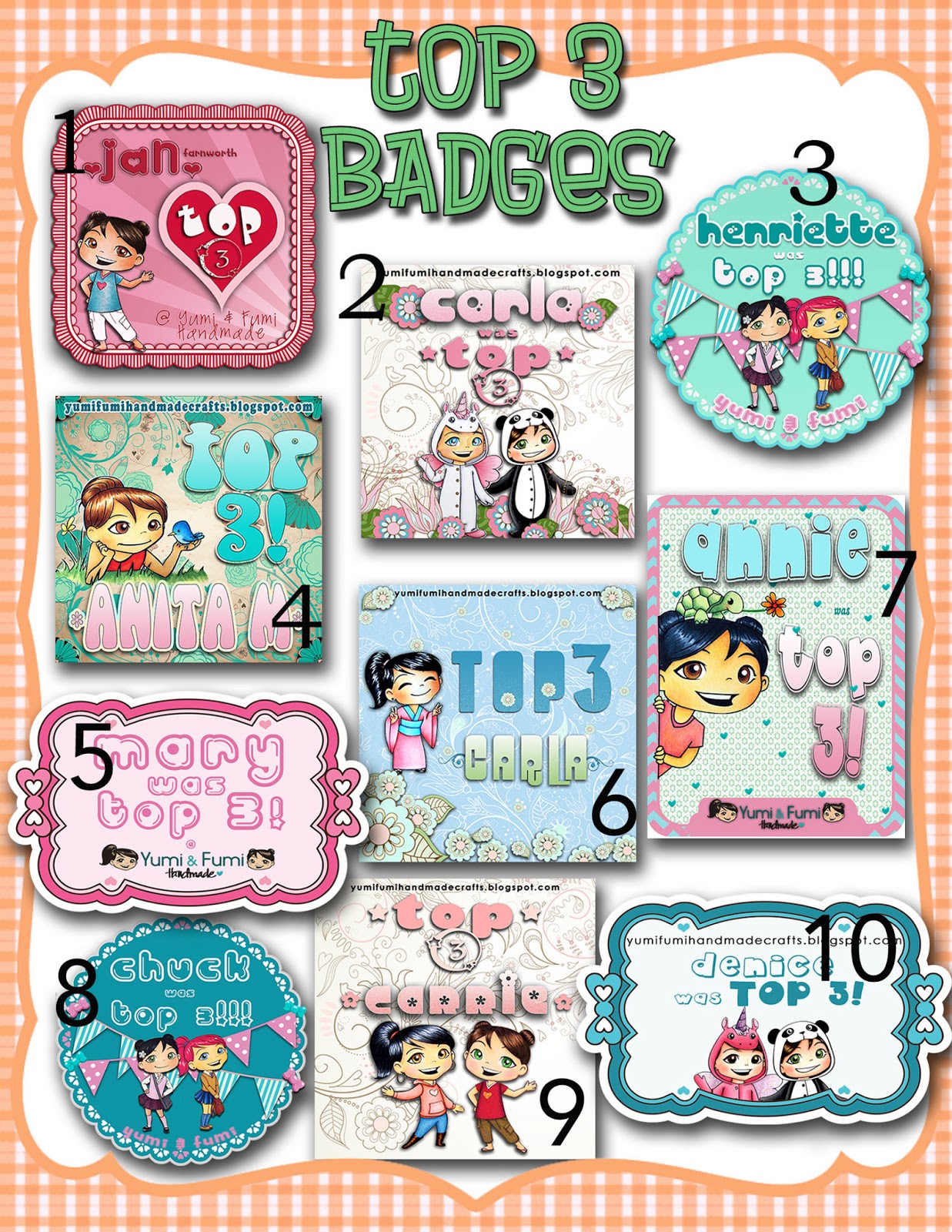 Yumi & Fumi Handmade Crafts Blog: Winner & Top 3 for Challenge #17