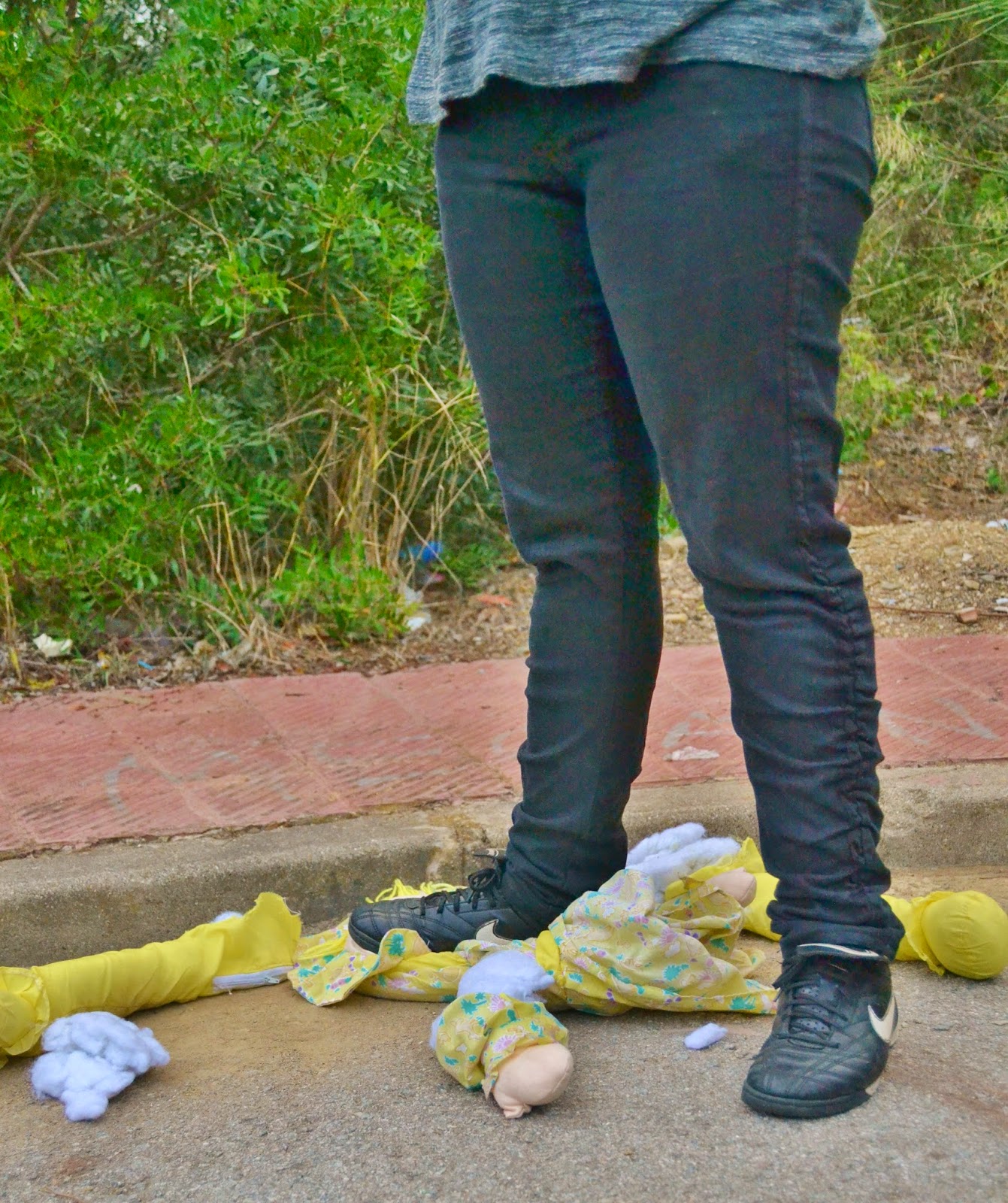Crushandtrampling Crush A Doll With Black Nike And Jeans In Public