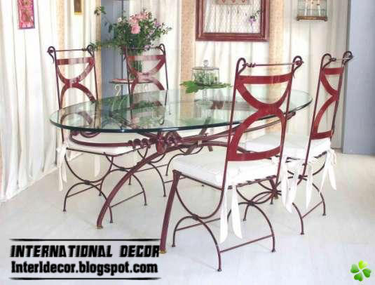 Indoor iron dining tables and iron chairs designs