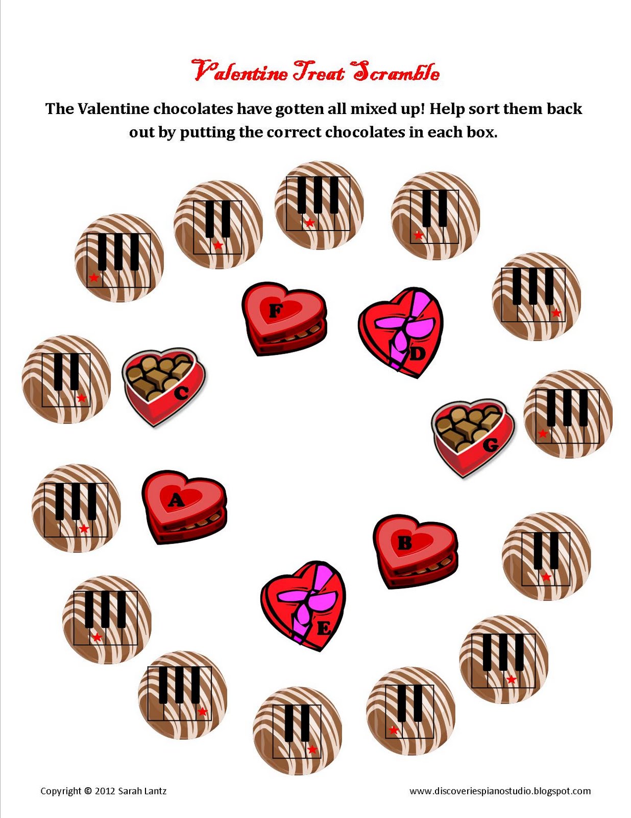Discoveries Piano Studio: Valentine Note Scramble for Basic Keyboard ...