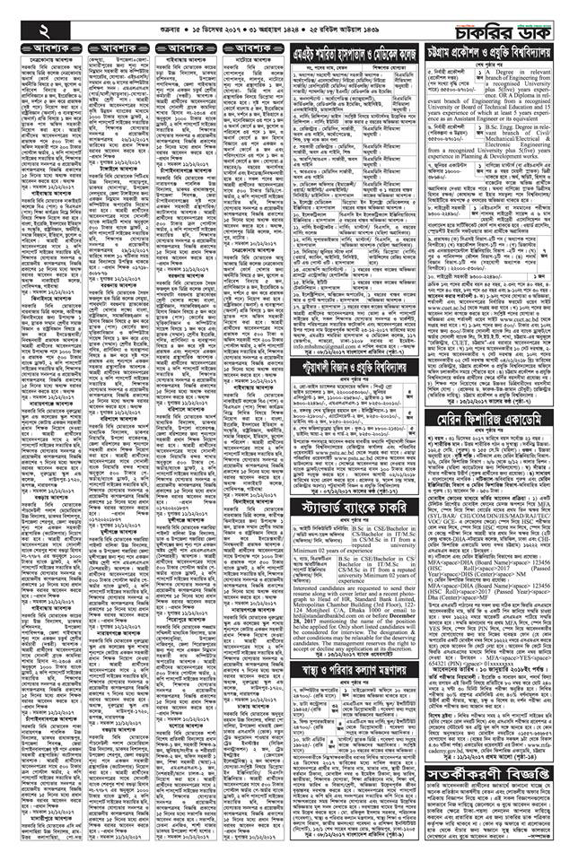 Weekly Job Circular 15 December 2017 | Weekly Chakrir Khobor Newspaper ...