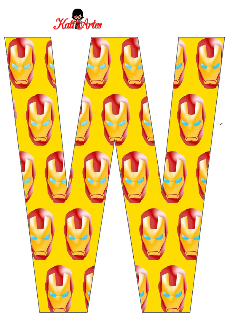 Alfabeto de Iron Man en Fondo Amarillo. - Oh my Alfabetos!