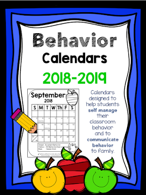 Colors and Kindergarten: Behavior Calendars 2018-2019