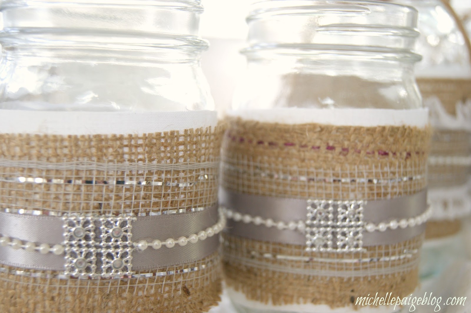 michelle paige blogs: Burlap Wrapped Mason Jars