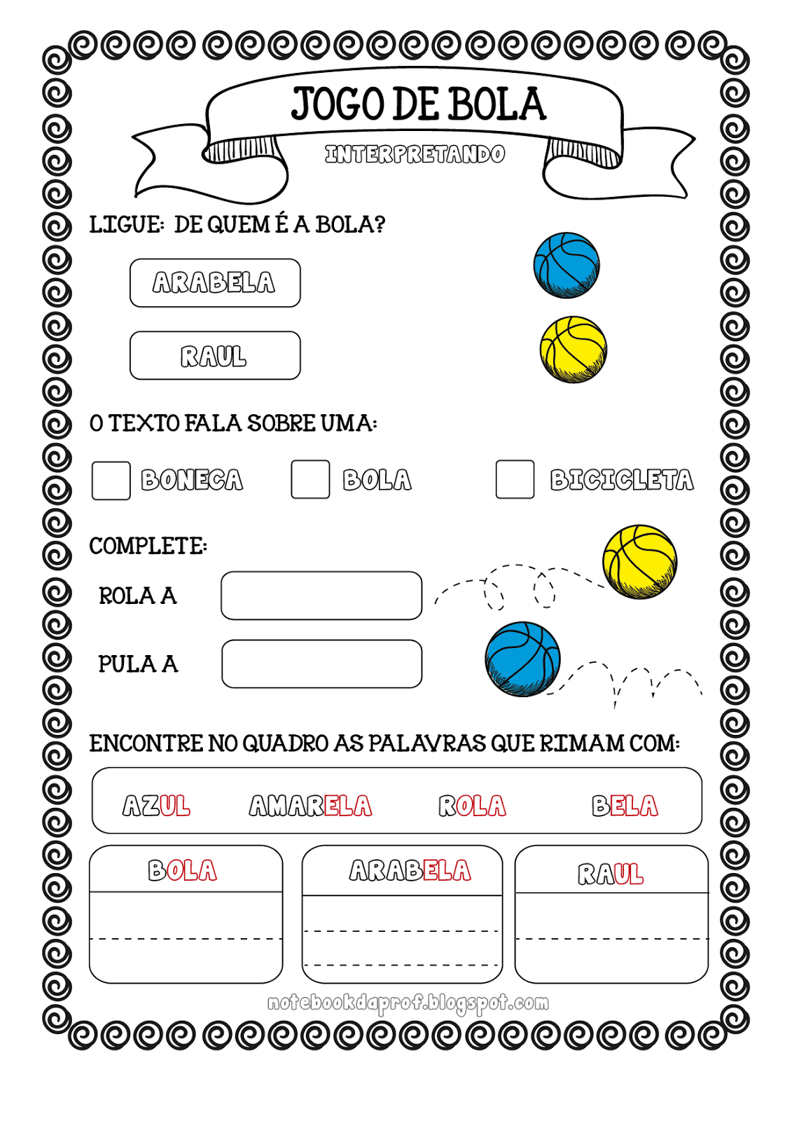Atividades com Texto Jogo de Bola - Cecília Meireles - SÓ ESCOLA