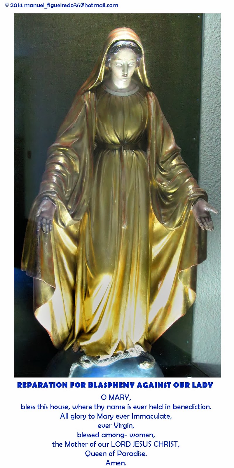 ORAÇÕES TRADICIONAIS: REPARATION FOR BLASPHEMY AGAINST OUR LADY