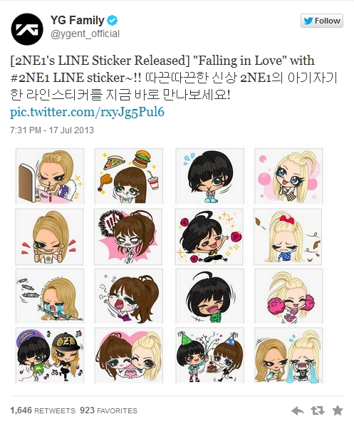 2NE1: [130718] YGE (@ygent_official): [2NE1's LINE Sticker Released ...