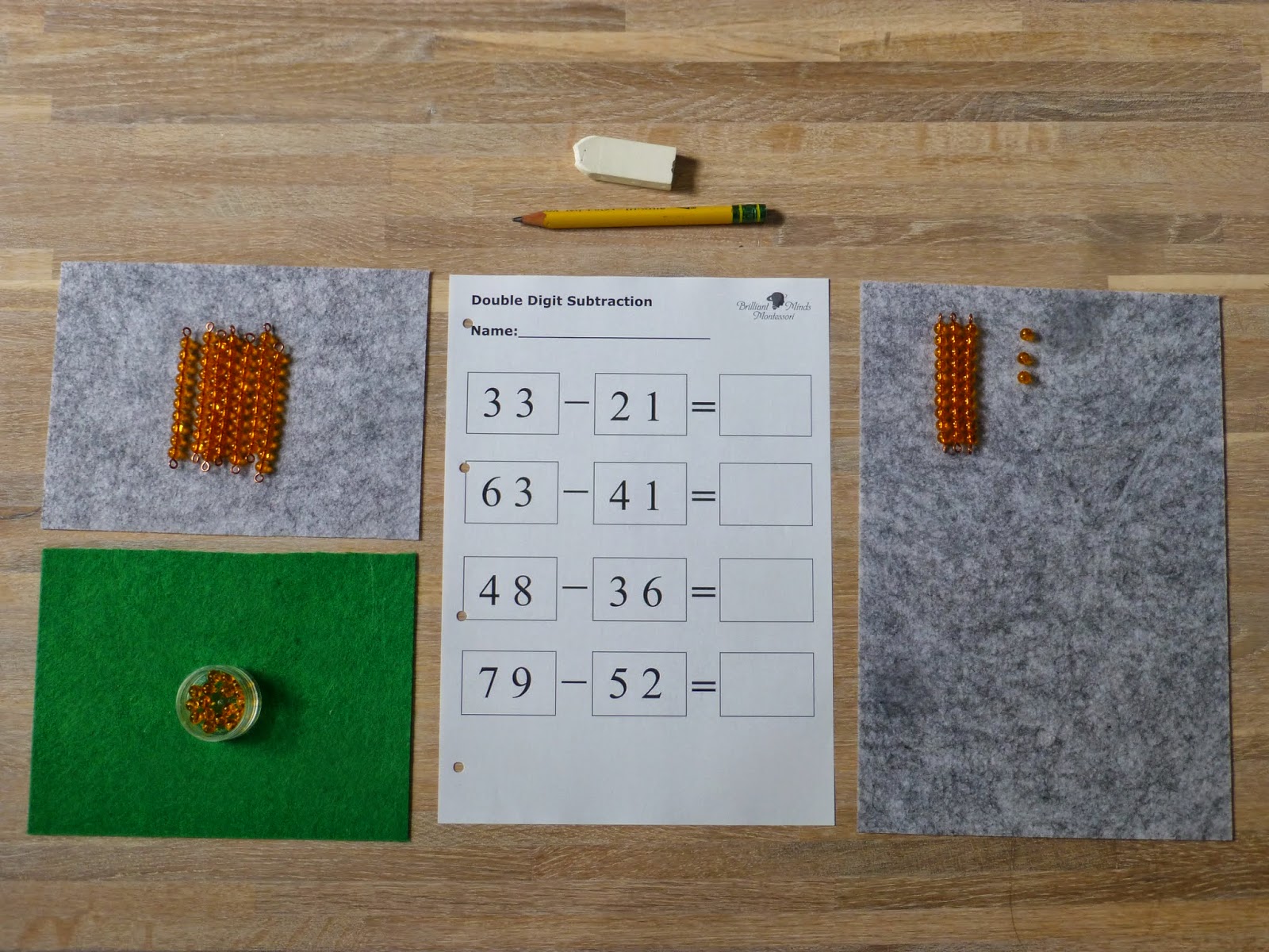 Family FECS: Montessori Activity: Static Subtraction with Golden Beads ...