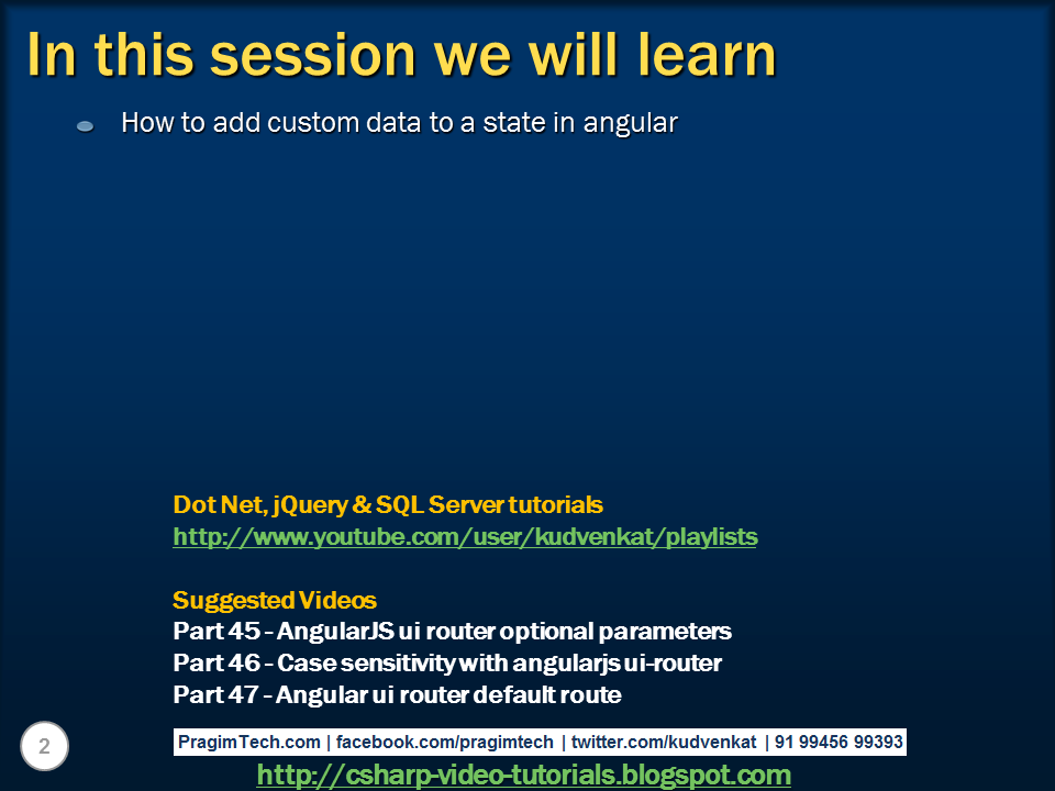 Sql Server Net And C Video Tutorial Angularjs Ui Router Custom Data