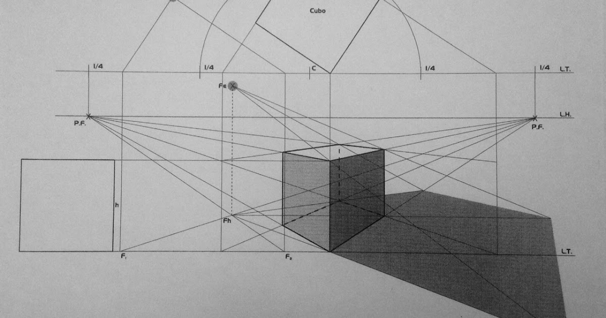 Geometría Descriptiva: Perspectiva oblicua de cubo