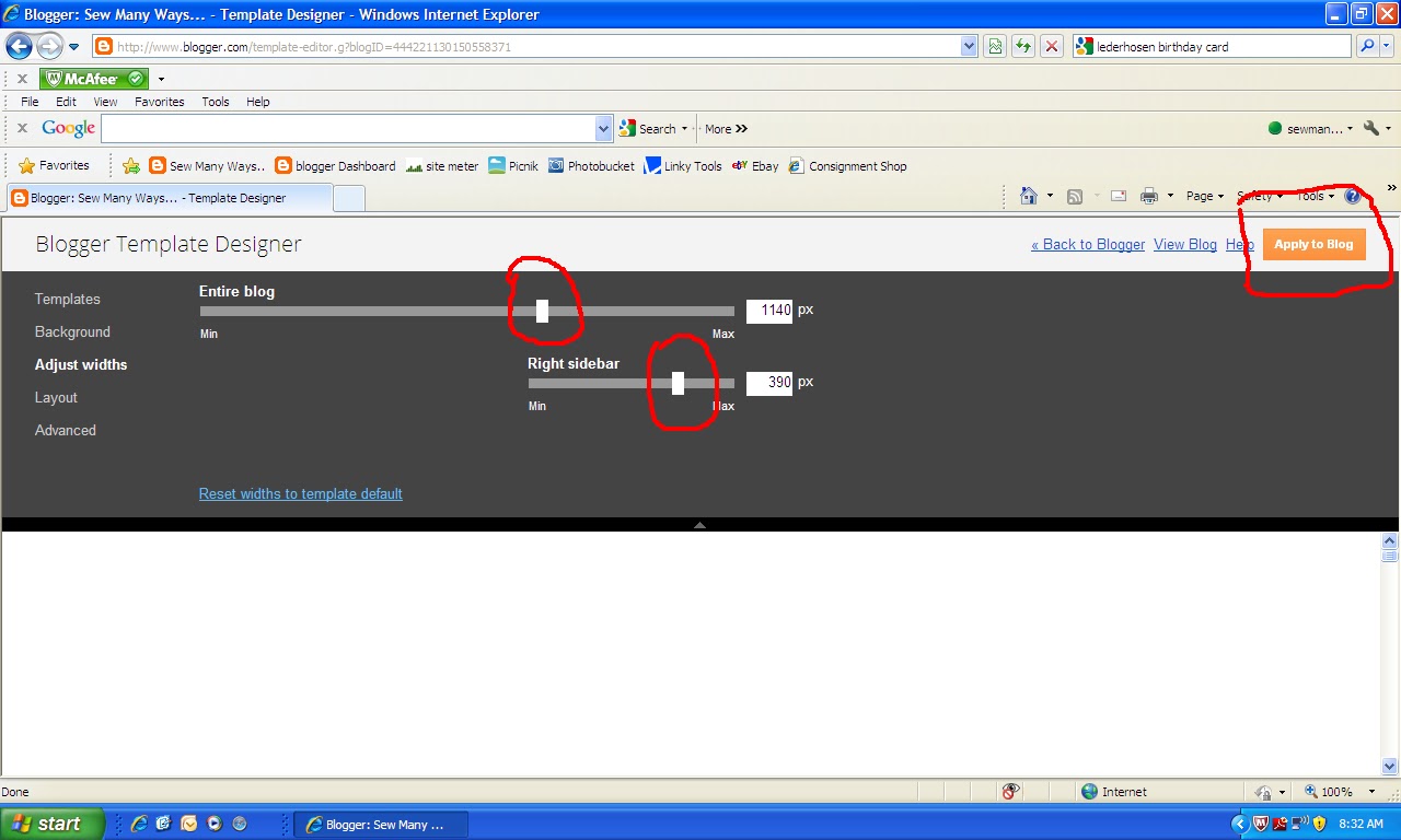 Sew Many Ways...: Blog Buddy...How to Adjust the Width Of Your Blog