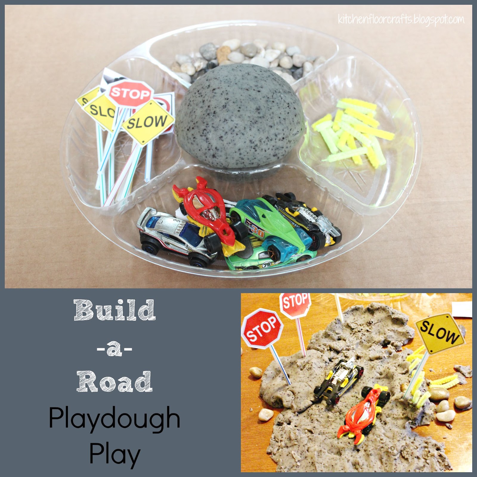 Kitchen Floor Crafts: Build-A-Road Playdough Play
