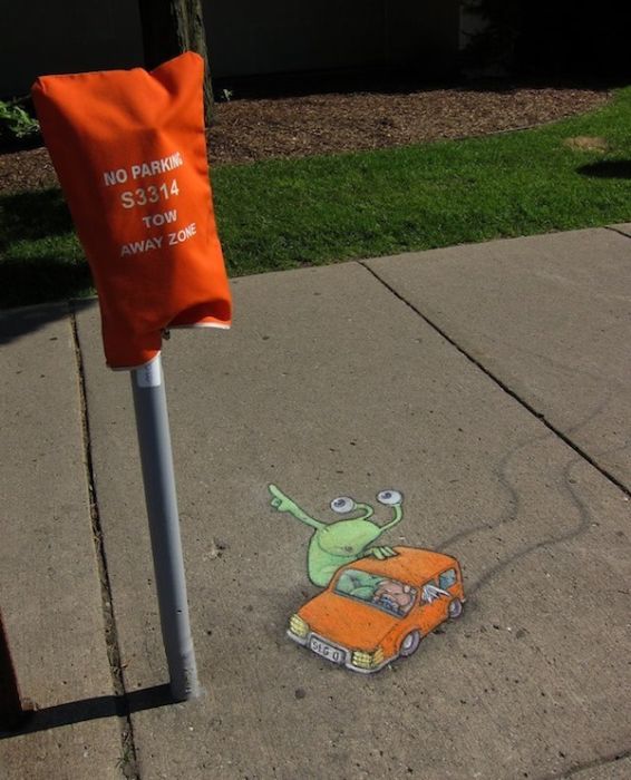 Cute Sluggo Chalk Art by David Zinn (30 pics) | Daily Fun Pics