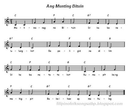 Ang Munting Bituin - Filipino Nursery Rhyme (Sheet Music, Lyrics)