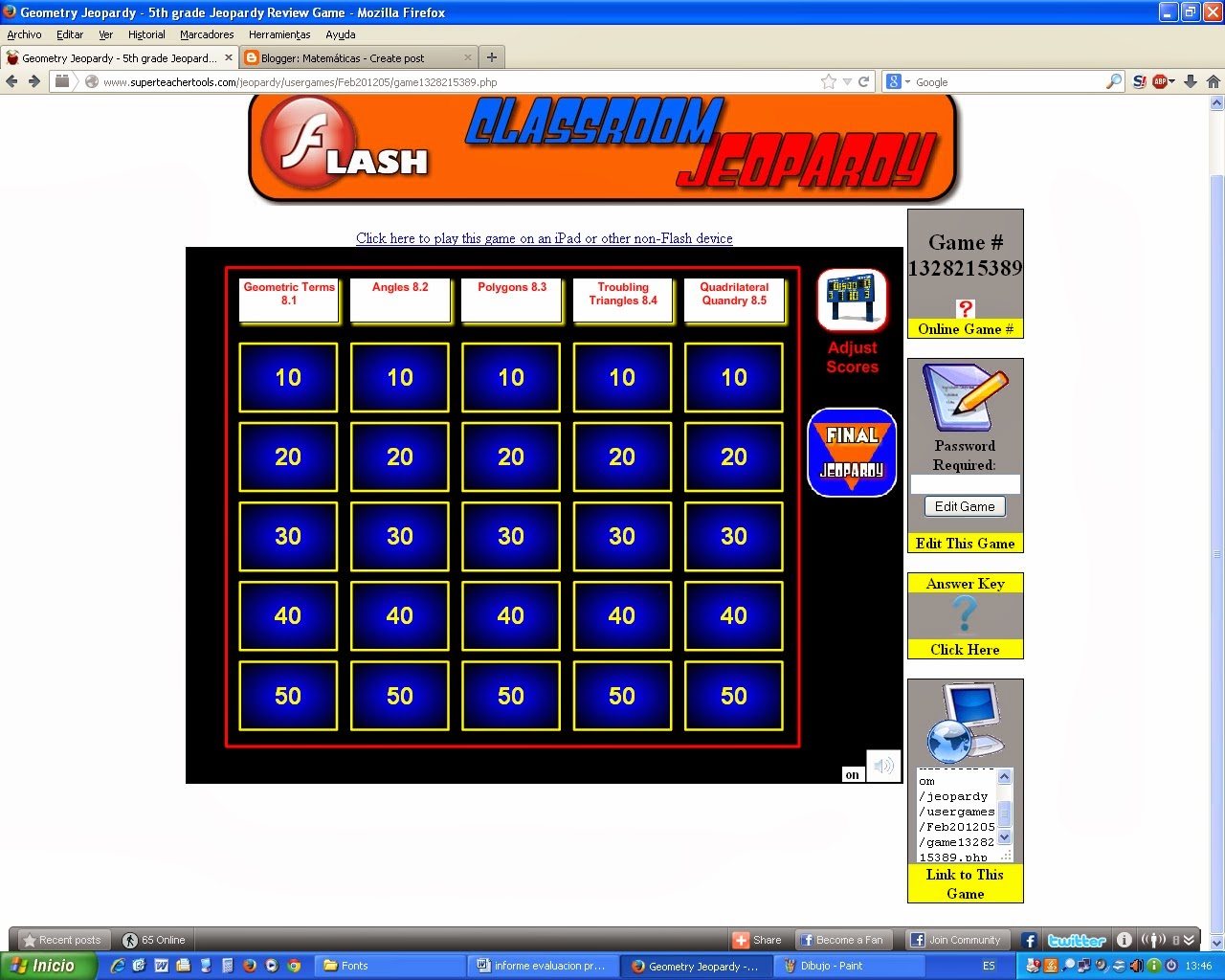 Matemáticas: Geometry Game