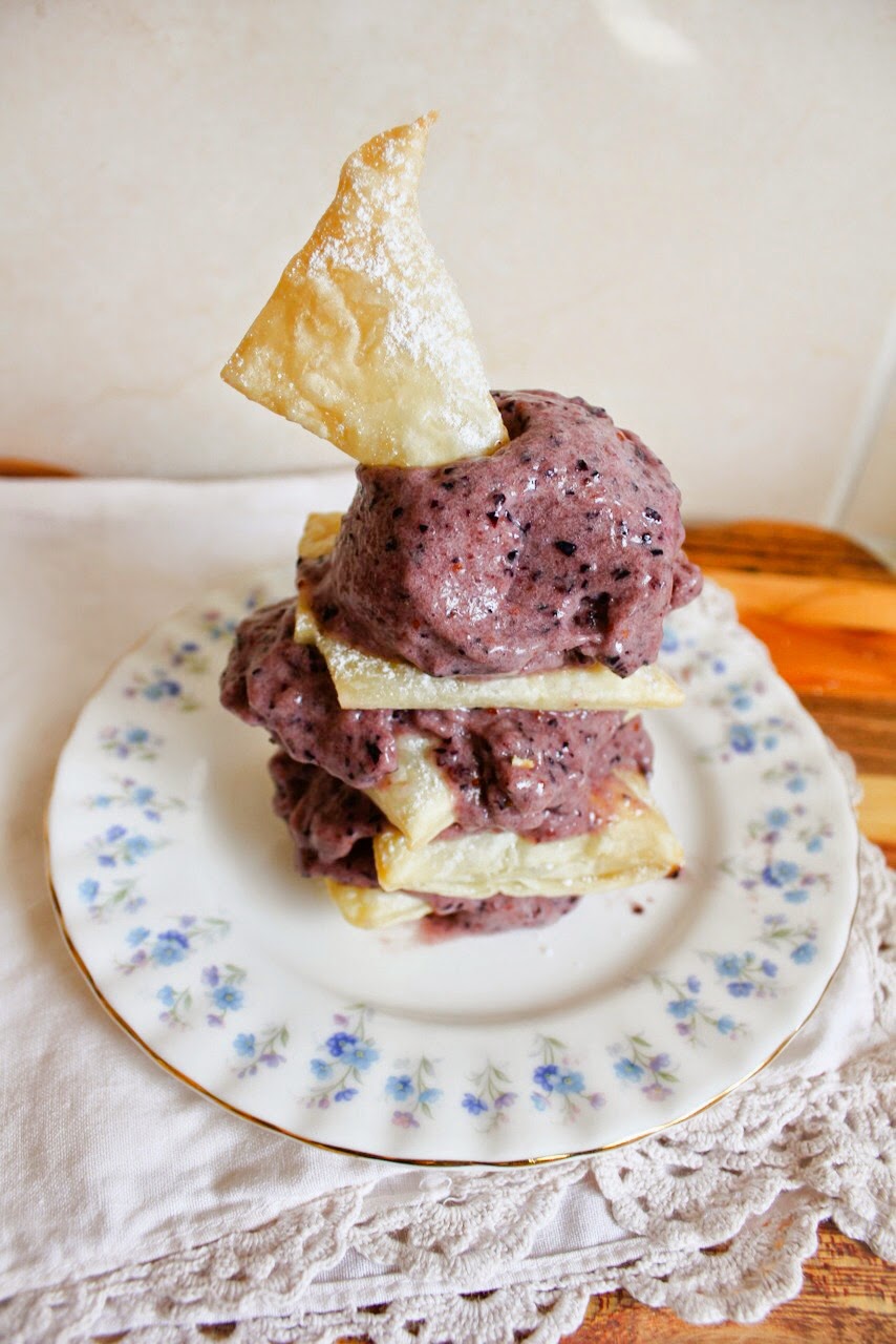 Blueberry Ice-Cream Pastry Stack - Ice-Cream and Giggles