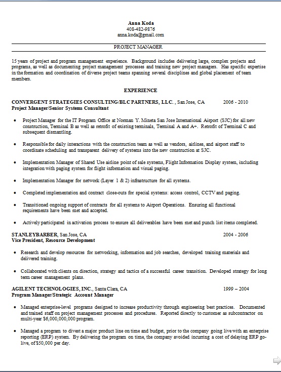 Program Manager Resume Format For Job Interview in Word Free Download