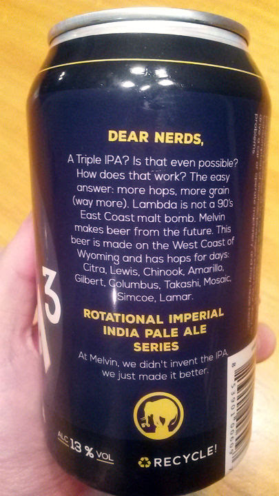Aaron's Beer Adventures | Beer Reviews | Craft Beer | Microbrews: Melvin Brewing Lambda Lambda ...