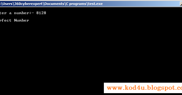 C Program Find Out Perfect Number 6, 28, 496