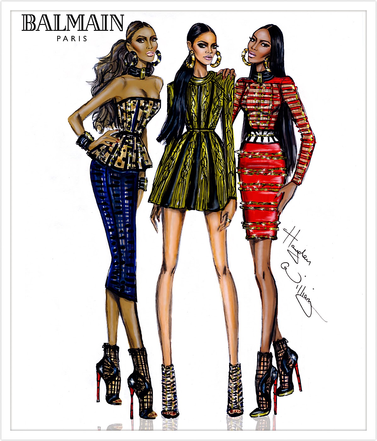 Hayden Williams Fashion Illustrations: 'Tribal Trio' by Hayden Williams