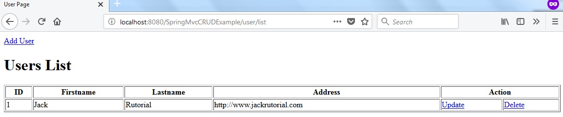 Spring 4 Mvc Crud Operations With Spring Jdbc Template And
