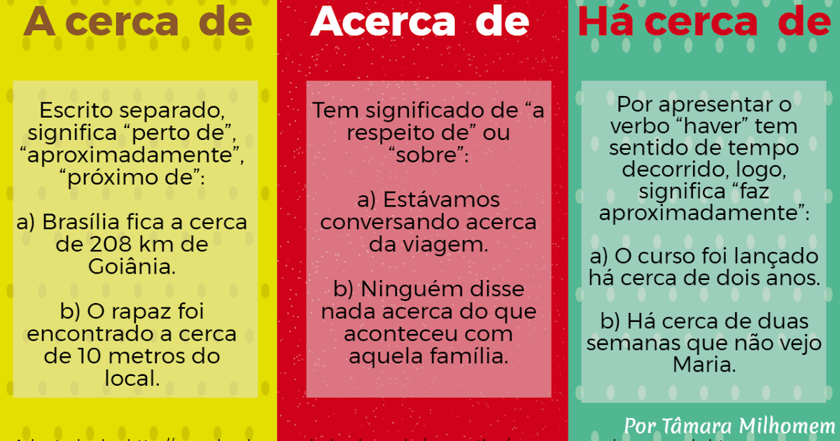 Box Textual: A cerca de, acerca de, Há cerca de...